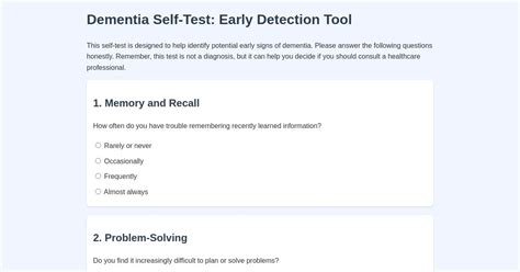 Dementia Self Test Early Detection Tool