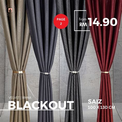Live Langsir Blackout Tingkap Saiz Kecil Jenis Hook Ring Sesuai Untuk Tingkap Pintu