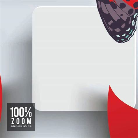 پوستر دیواری با طرح پس زمینه باکس های مربعی و گل های گرافیکی لاله یا شقایق ساده و پروانه های قرمز