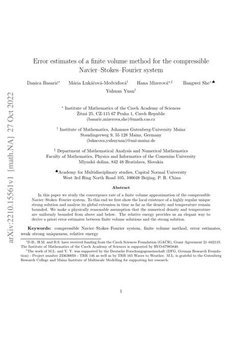Pdf Error Estimates Of A Finite Volume Method For The Compressible