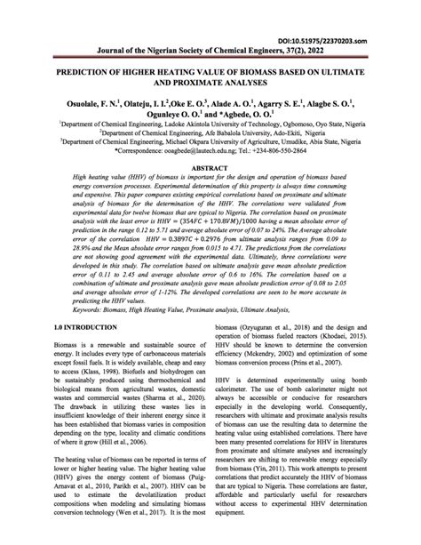 Pdf Prediction Of Higher Heating Value Of Biomass Based On Ultimate And Proximate Analyses