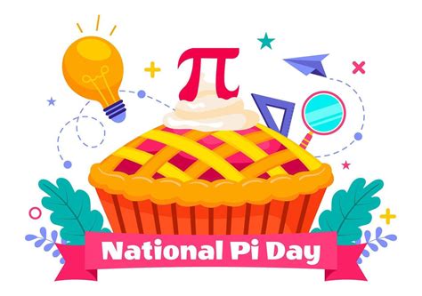 Cartoon Illustration For Pi Day Featuring Sweet Pie Math Formulas And