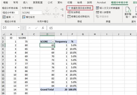 如何使用excel樞紐分析表製作次數分配表