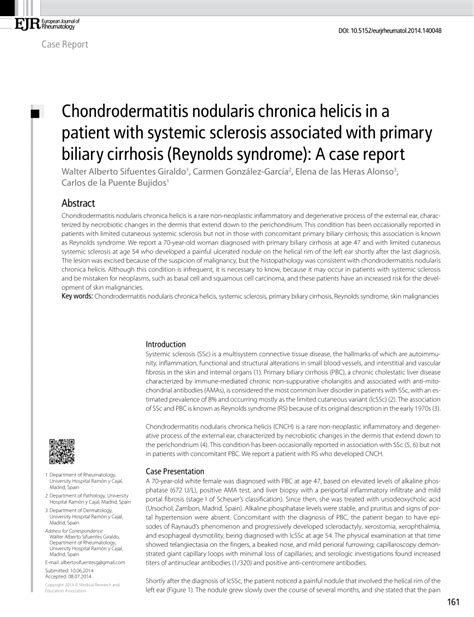 Pdf Chondrodermatitis Nodularis Chronica Helicis In A Patient With