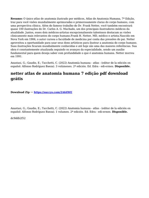 Netter Atlas De Anatomia Humana 7 Edição Pdf Download Grátis Pdf