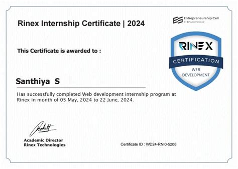 Santhiya S On Linkedin Webdevelopment Internship Rinex