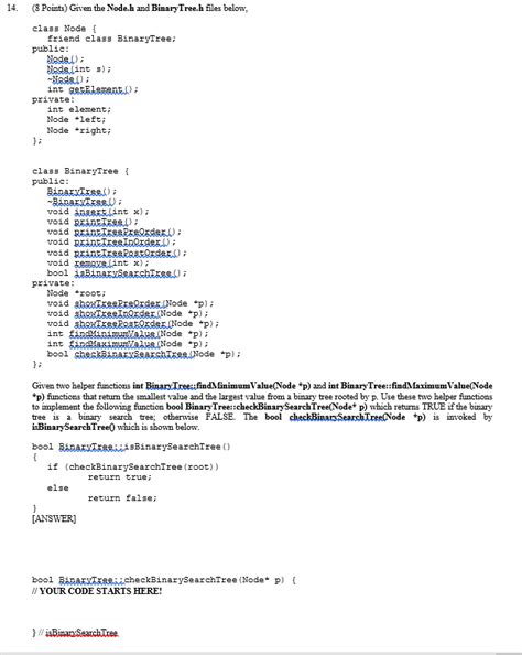 solved 14 8 points given the node h and binary tree h
