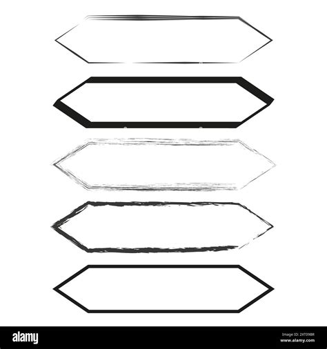 Hexagonal Frame Set Geometric Vector Shapes Black And White Design