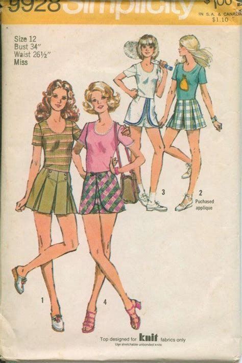 1972 Simplicity Retro Mod Skort Culotte And Top Sewing Pattern Vintage