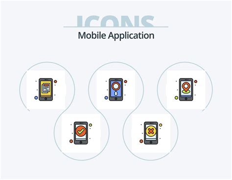 Mobile Application Line Filled Icon Pack Icon Design Media Device App Setting Gear