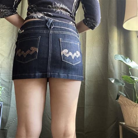 S Low Rise Denim Mini Skirt Depop