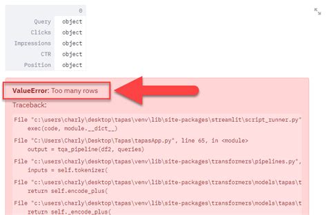Valueerror Too Many Rows With Tapas TableQuestionAnswering Pipeline How To Fix It