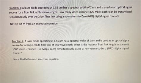 problem 3 a laser diode operating at 1 55 um has a