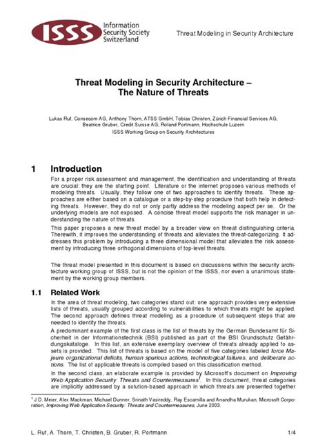 Threat Modeling In Security Architecture The Nature Of Threats Pdf