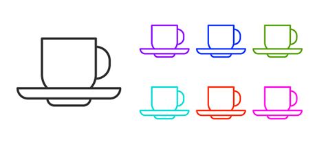 흰색 배경에 격리 된 블랙 라인 커피 컵 아이콘 차 컵 뜨거운 음료 커피 다채로운 아이콘을 설정합니다 벡터 경영자에 대한 스톡 벡터 아트 및 기타 이미지 Istock