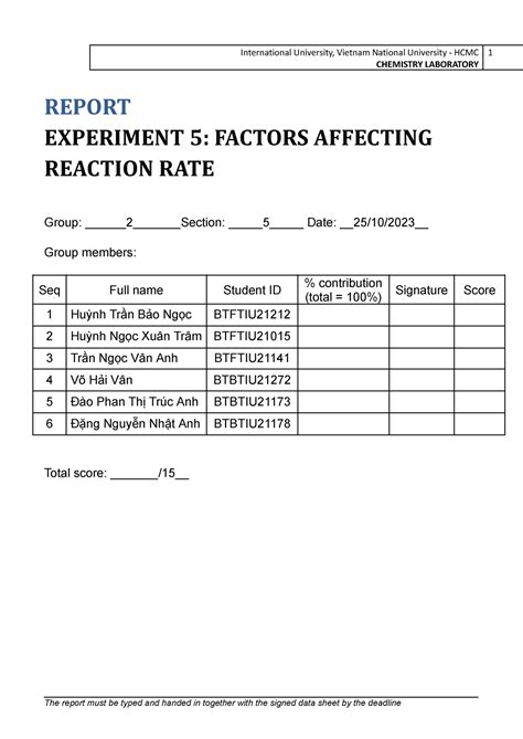 Chem Lab Report 5 For Reference Only Chemistry Laboratory Report