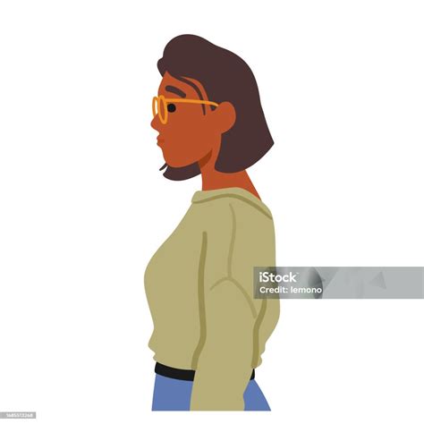 자신감 넘치는 흑인 성인 여성 프로필 보기는 침착한 자세와 눈에 띄는 실루엣으로 힘과 우아함을 발산합니다 갈색에 대한 스톡 벡터