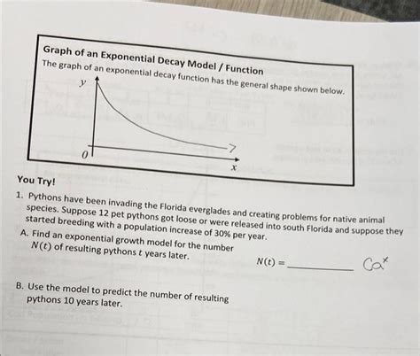 Solved Graph Of An Exponential Decay Model Function The Chegg
