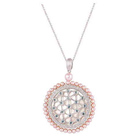 Diamond Cocktail Pendant In 14 Karat White Gold For Sale At 1stdibs