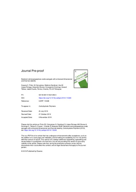 Pdf Bacterial Cellulosegraphene Oxide Aerogels With Enhanced