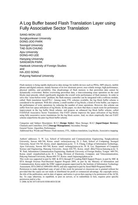 pdf a log buffer based flash translation layer using fully vldb