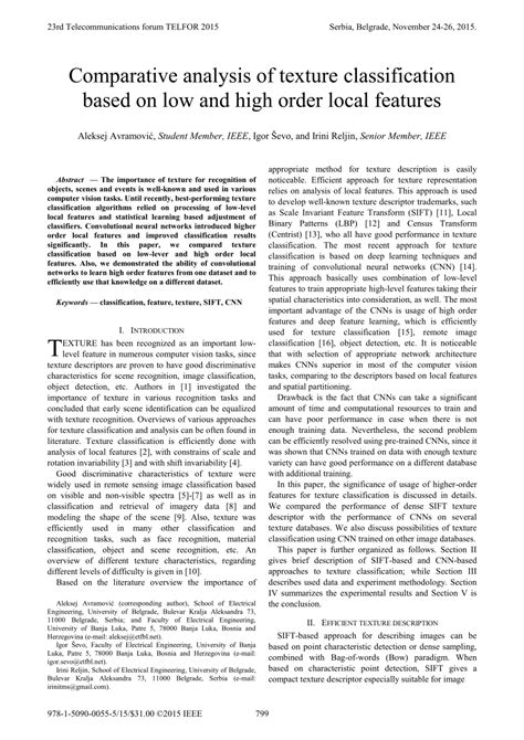 Pdf Comparative Analysis Of Texture Classification Based On Low And