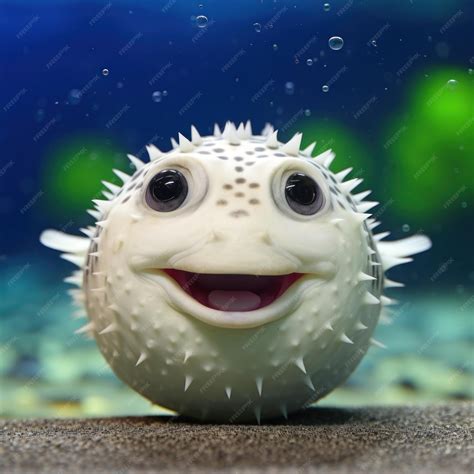 Premium Ai Image A White Puffer Fish With A Smiling Face