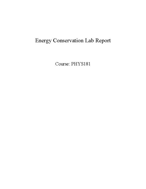 Energy Conservation Lab Report Energy Conservation Lab Report Course