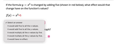 Solved If The Formula Y X3 Is Changed By Adding Five Shown Chegg Com