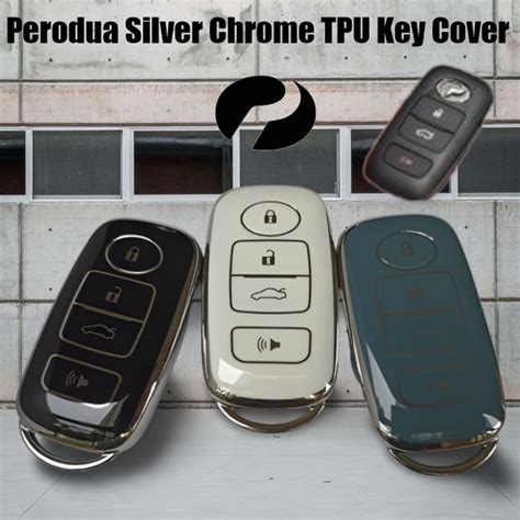 Perodua Alza Ativa Myvi Silver Chrome Car Key Cover Premium Quality TPU