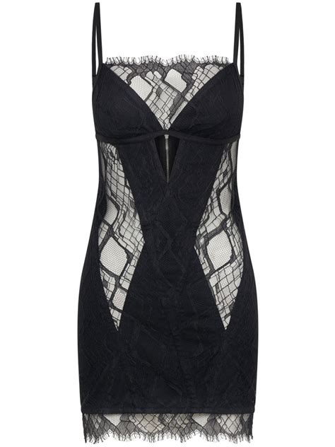 Dion Lee Lace Trim Corset Dress Black Editorialist