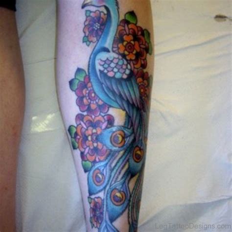 30 Colorful Peacock Tattoos On Leg Leg Tattoo Designs