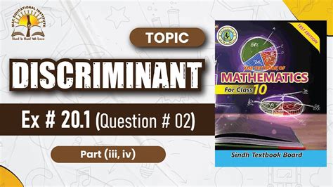 Quadratic Equation Discriminant Ex 20 1 Q2 Part Iii Iv Class 10 Mac Educational