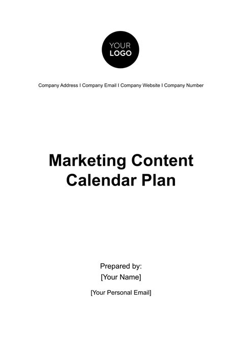 Free Marketing Content Calendar Plan Template To Edit Online