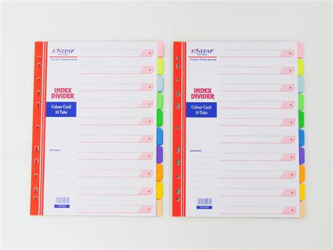 FW PAPER INDEX DIVIDER Colour SET Wellmax