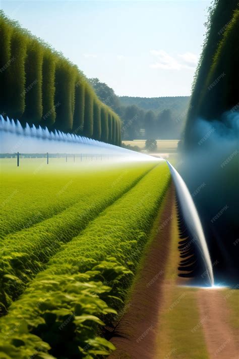 Premium Ai Image Agricultural Irrigation System Irrigating