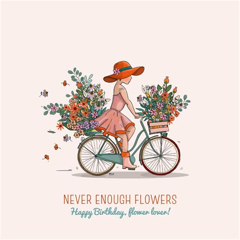 Verjaardagskaart Fiets Met Bloemen En Planten Kaartje2go