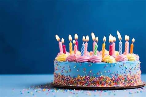 Premium Ai Image Vibrant Birthday Cake With Sprinkles And Ten Candles