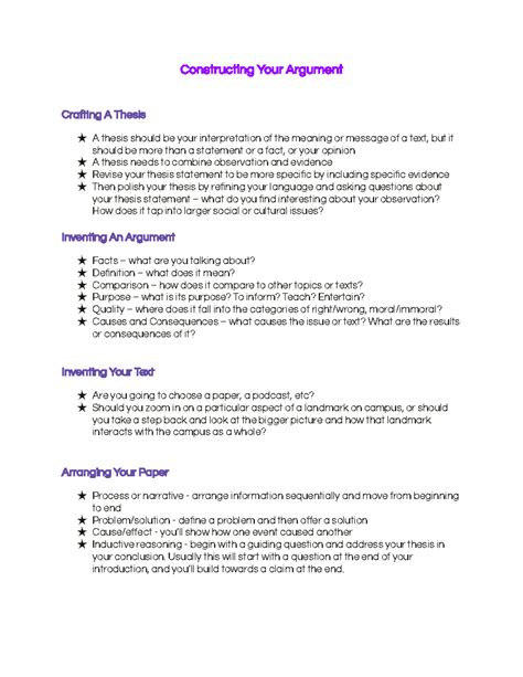 Constructing Your Argument Notes Constructing Your Argument Crafting A Thesis ★ A Thesis