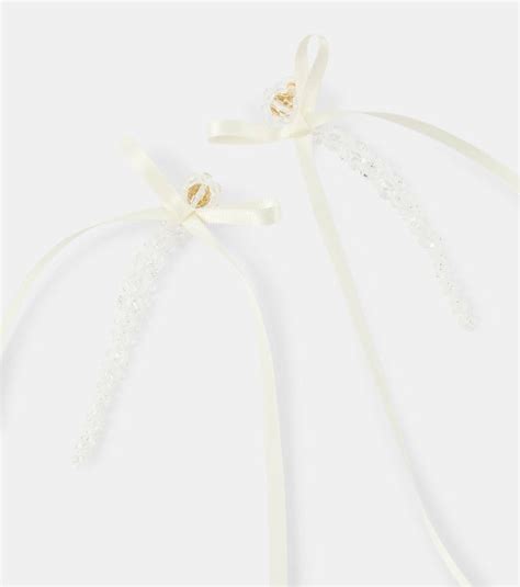 Simone Rocha Drip Bow Embellished Crystal Drop Earrings Simone Rocha