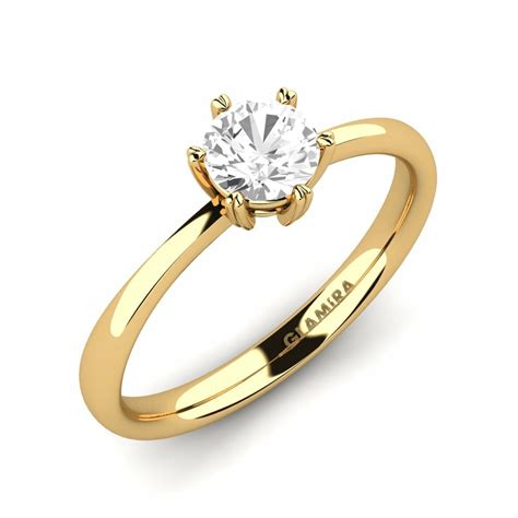 Commandez Bague de fiançailles Breadth en Or Jaune 585 Saphir Blanc 0 5