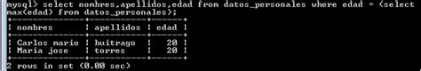 Mysql Comando Max