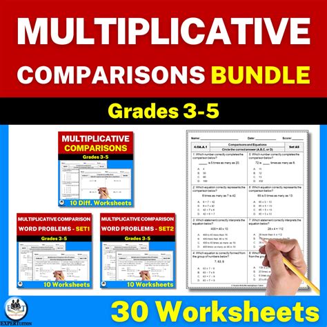 Multiplicative Comparisons And Word Problems Worksheets Bundle Expertuition