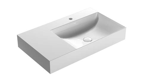 T Edge Asymmetric Right Shelf Wall Basin 800mm Bathe