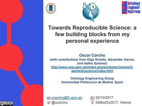 Towards Reproducible Science A Few Building Blocks From My Personal Experience Ppt