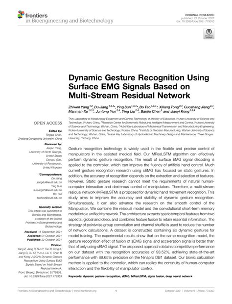 Pdf Dynamic Gesture Recognition Using Surface Emg Signals Based On