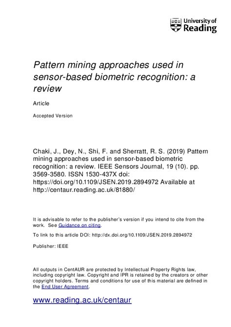 Pdf Pattern Mining Approaches Used In Sensor Based Biometric Recognition A Review