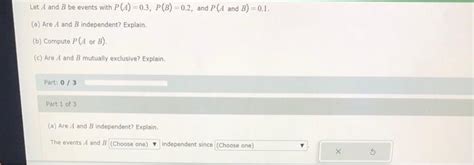 solved let a and b be events with p a 0 3 p b 0 2 and p a