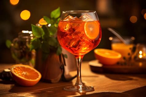 Premium Ai Image Ai Generated Glass With Aperol Spritz On The Table