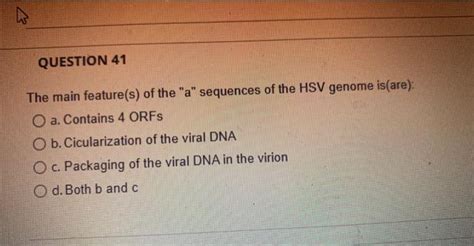 Solved The Main Features Of The A Sequences Of The Hsv